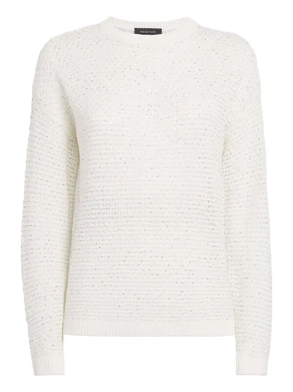 Fabiana Filippi Crochet Sequin Sweater - White