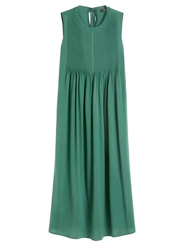 Max Mara Cotton Pleated Midi Dress - Green