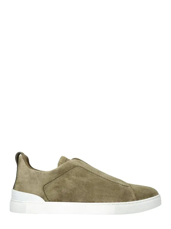 Zegna Suede Triple Stitch Sneakers - Green