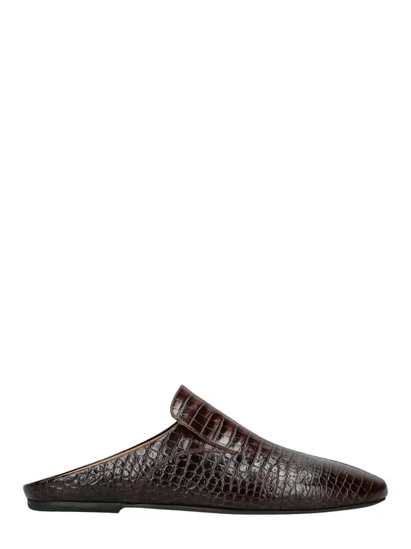 Dries Van Noten Croc-embossed Leather Mules - Brown