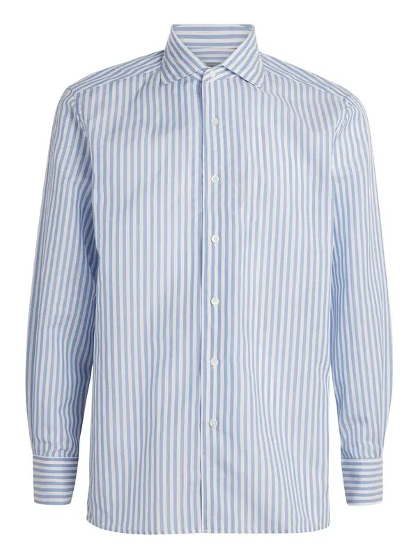 Corneliani Cotton-linen Stripe Shirt - Blue