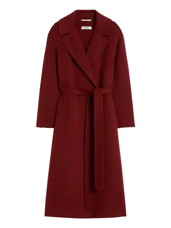 Max Mara Virgin Wool Belted Coat - Red