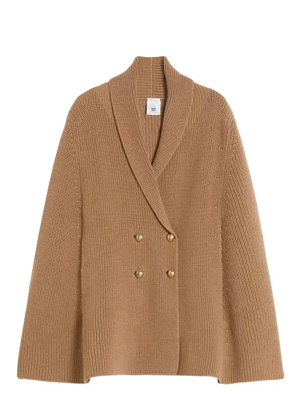 Max Mara Virgin Wool Double-breasted Cape - Beige