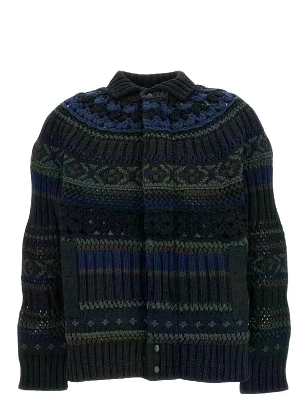 Sacai Crochet Panelled Cardigan - Blue
