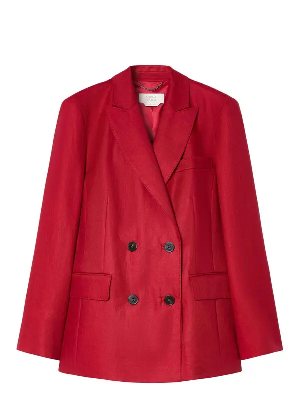 Marina Rinaldi Linen Double-breasted Blazer - Red