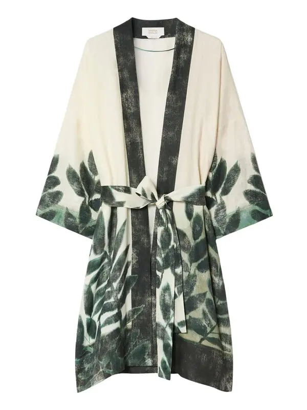 Marina Rinaldi Linen Canvas Kimono Top - Green