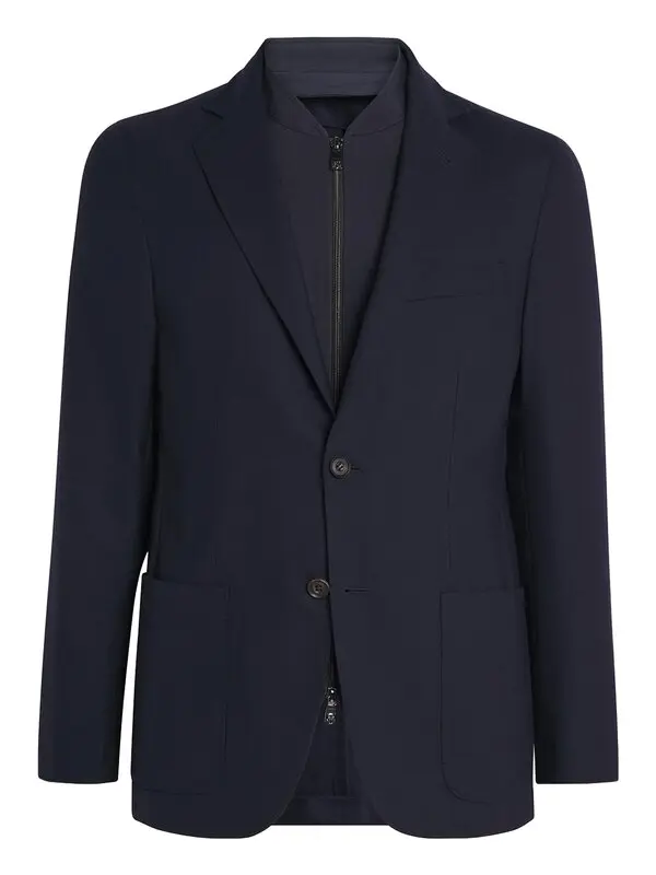 Corneliani Embroidered Single-breasted Blazer - Navy