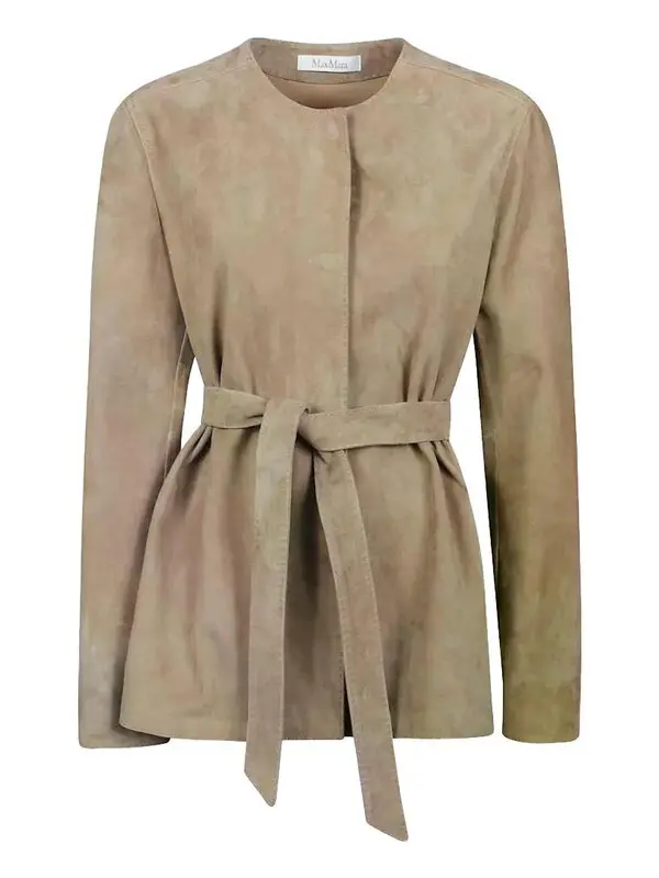 Max Mara Belted Suede Jacket - Neutrals