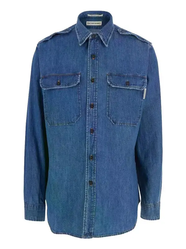 ROY ROGER'S Xeva Herzigová Buttoned Flap-pocket Shirt - Blue