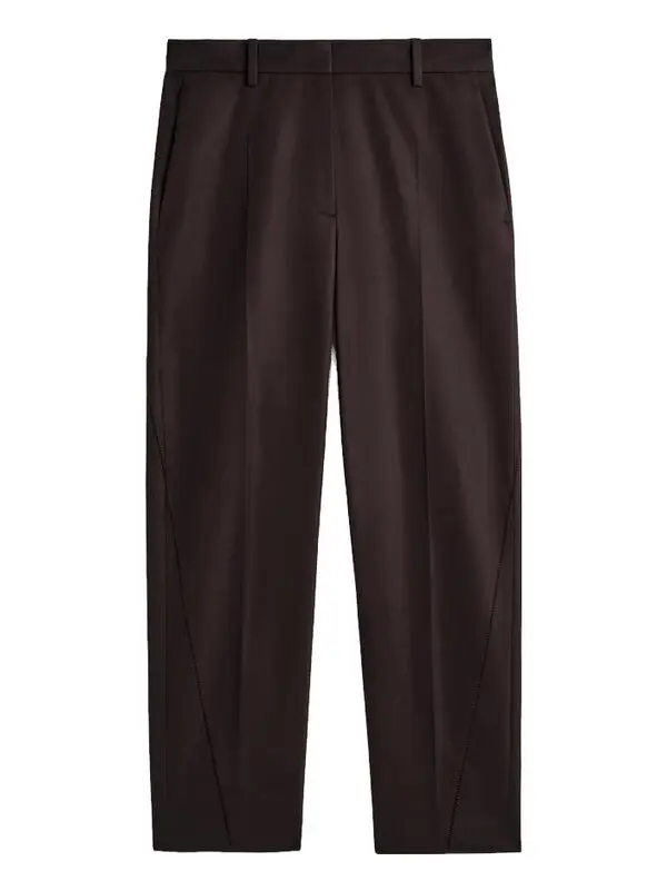 Cos Embroidered Cotton-blend Twill Pants - Brown