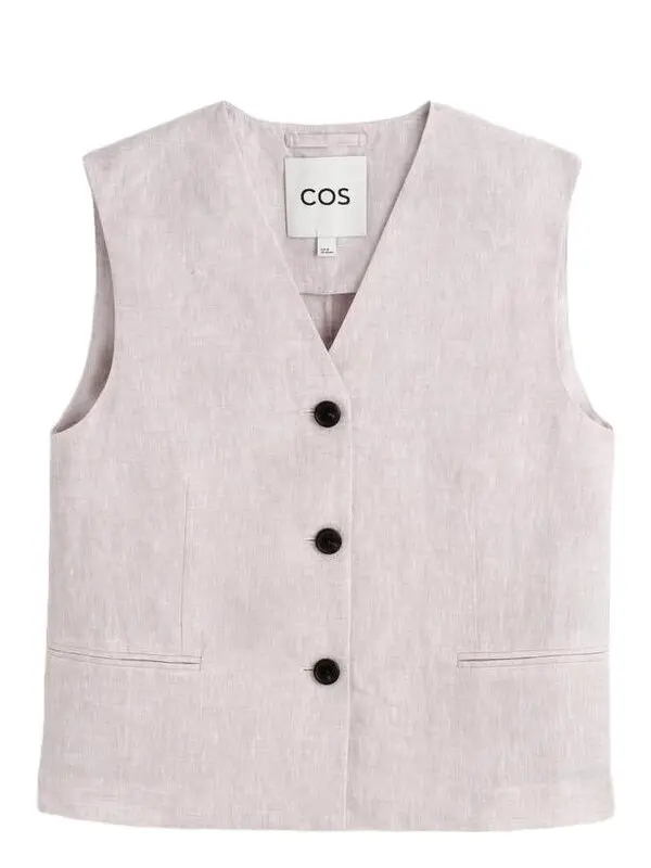 Cos Linen Single-breasted Vest - Pink