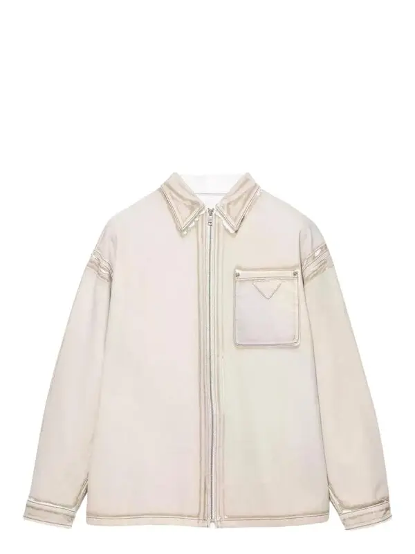 Prada Bull Denim Zipper Shirt - Neutrals