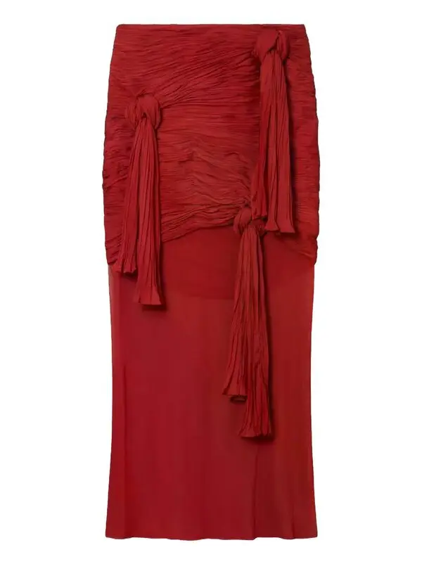 Tory Burch Knotted Ruched Skirt - Red
