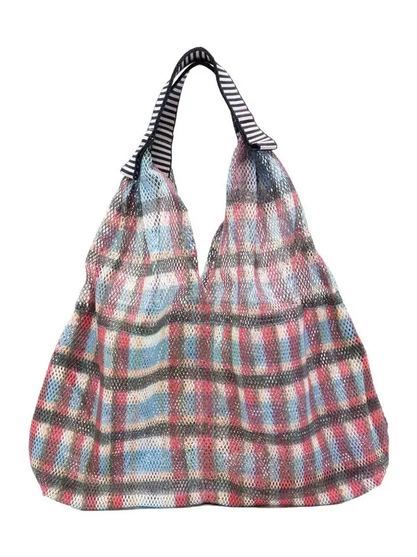 ÉPICE Striped-handle Check Shoulder Bag - Red