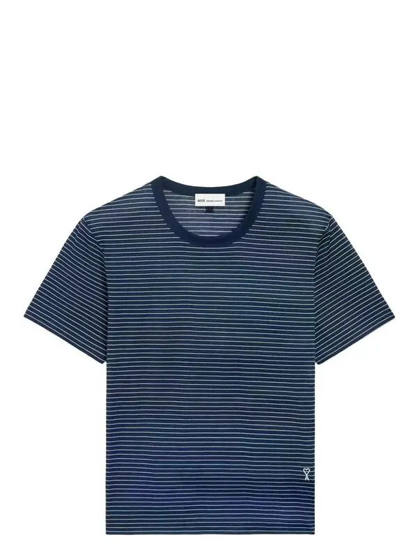 AMI Paris De Coeur Striped T-shirt - Blue