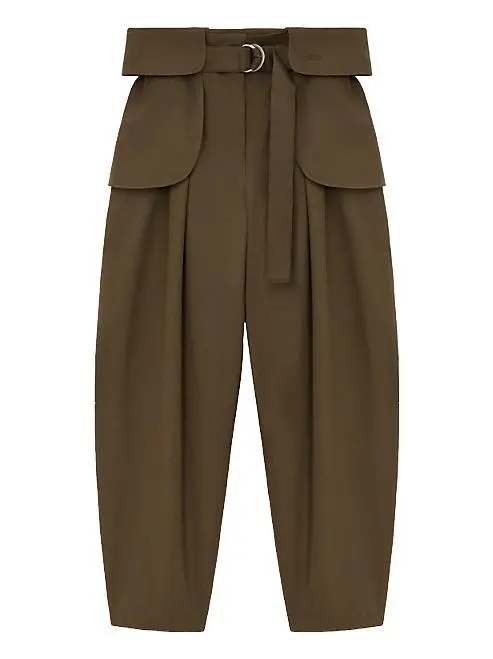 Loewe Barrel Pleat Cotton-silk Cargo Trousers - Khaki Green