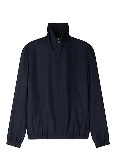 Sandro Zipped Stand-collar Woven Jacket - Navy Blue