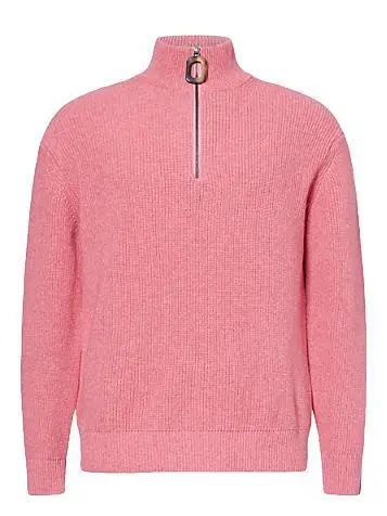 JW Anderson Half-zip Wool And Cotton-blend Jumper - Bubblegum