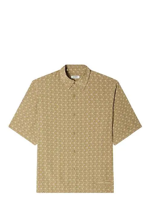 Sandro Link-print Relaxed-fit Woven Shirt - Camel