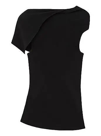Loewe Asymmetric Draped Jersey Top - Black