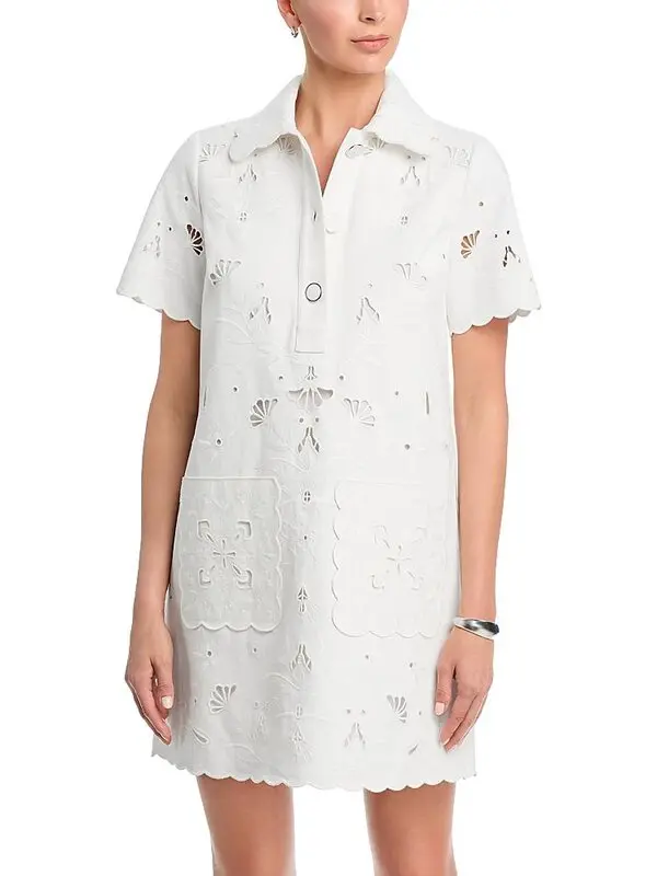 Elie Tahari Marianna Embroidered Dress - Sky White