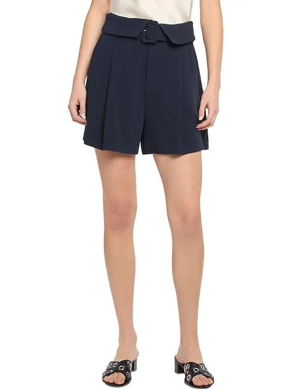 Cinq À Sept Lorena Belted Pleated Shorts - Navy