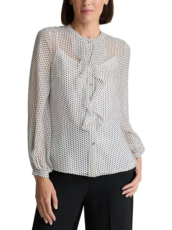 St. John Silk Blouse - Bright White/black