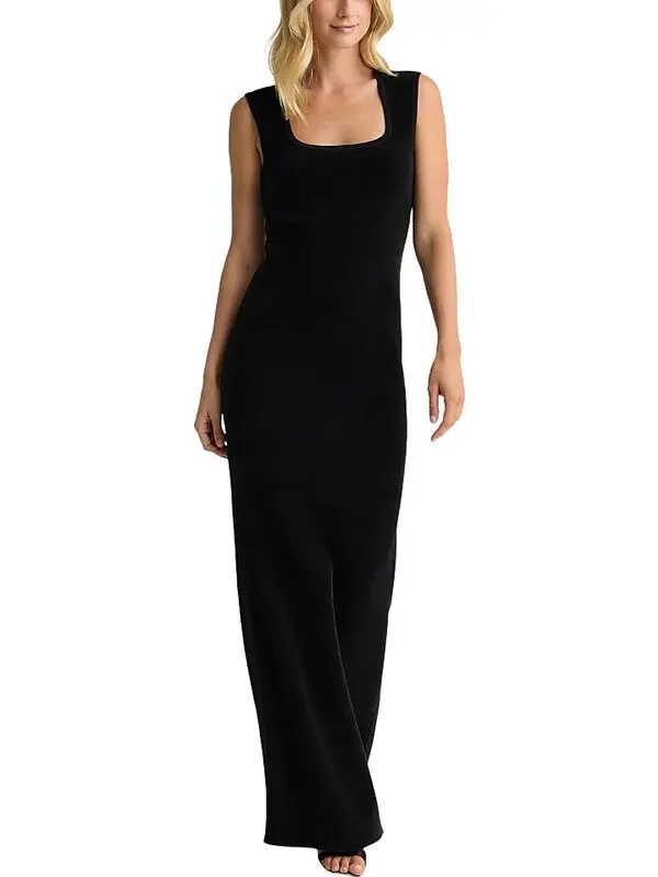 St. John Monte Carlo Velvet Knit Gown - Black