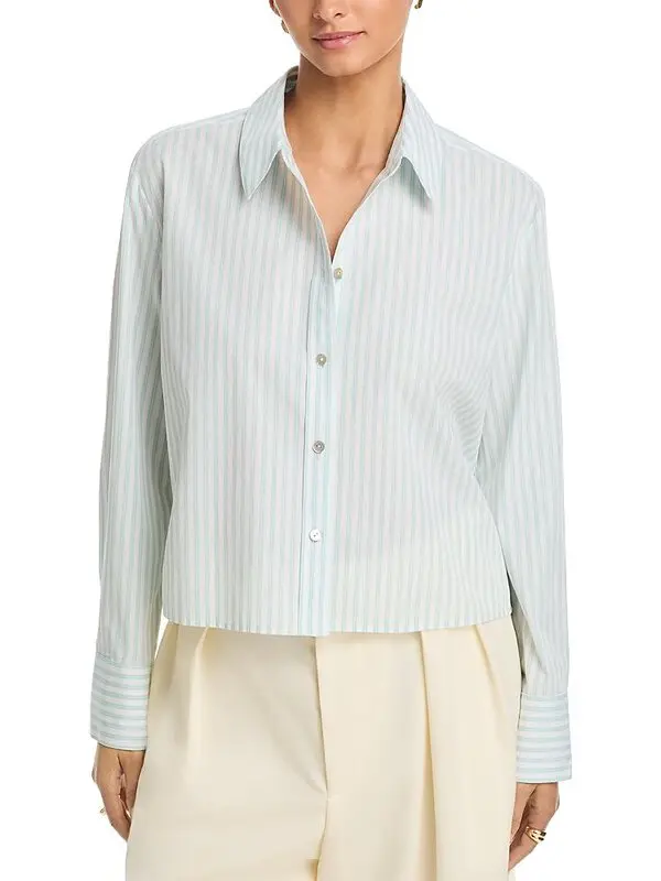 Vince Till Stripe Cropped Top - Off White/ocean Breeze