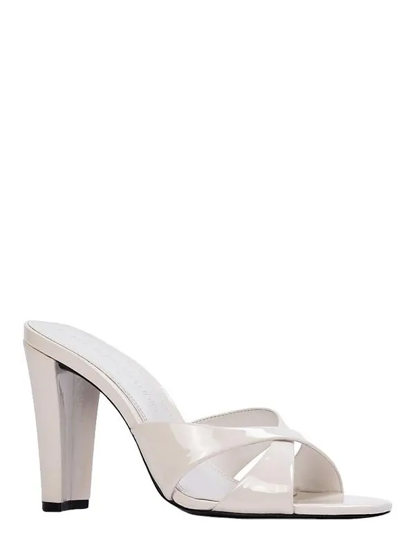 BLACK SUEDE STUDIO Aika Crossover Strap Leather High Heel Sandals - Coconut Patent