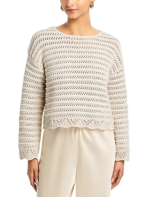 Aqua Pointelle Crewneck Sweater Exclusive - Ivory