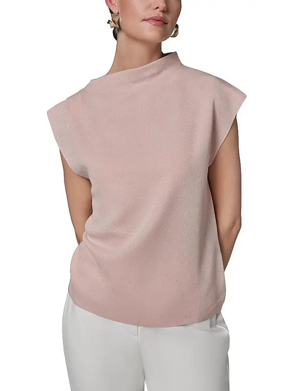 Donna Karan New York Asymmetric Mock Neck Sweater - Snow Petal