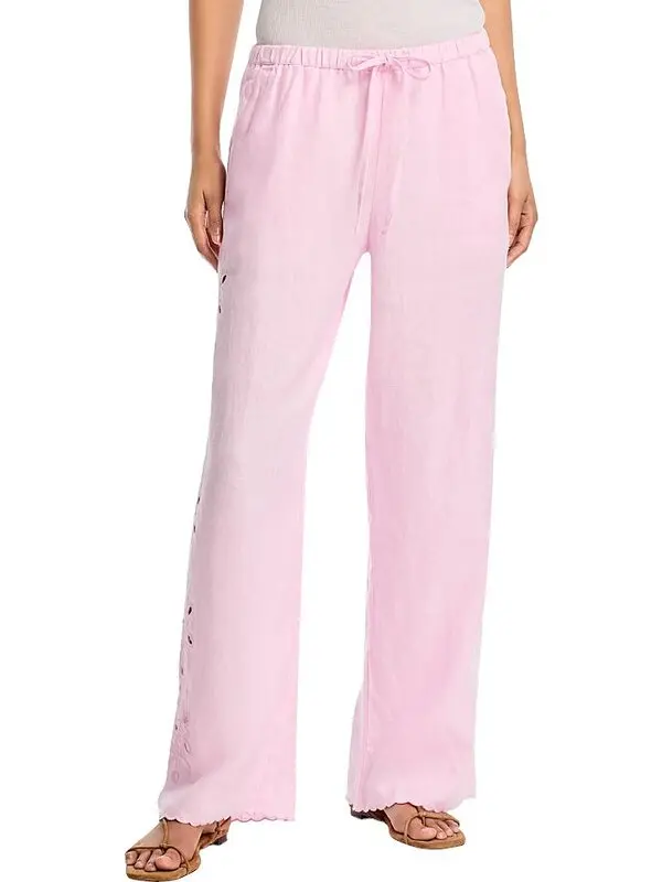 Rails Mirina Embroidered Linen Pants - Cherry Blossom Eyelet