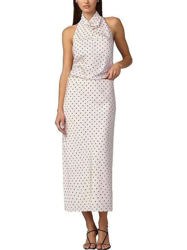 Joe's Jeans The Ines Draped Halter Dress - Ecru Polka