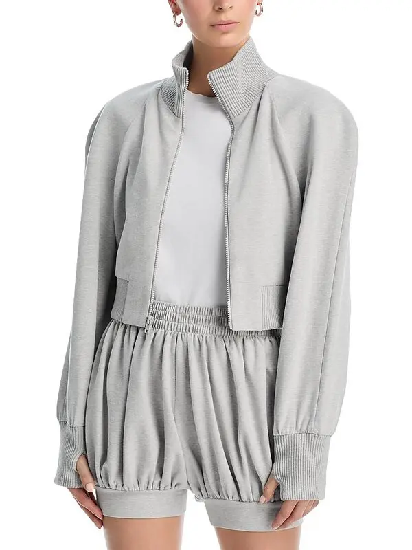 Norma Kamali Oversized Turtle Bomber Jacket - Light Heather Grey