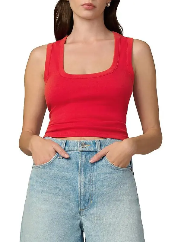 Joe's Jeans U Neck Cropped Tank Top - Cherry Red