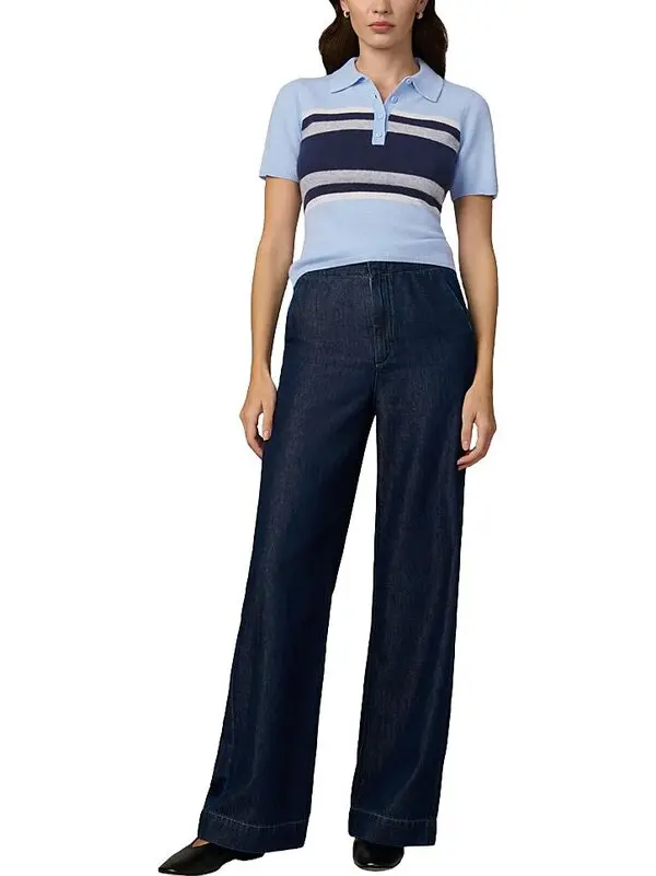 Joe's Jeans Cashmere Short Sleeve Rugby Polo Sweater - Powder Blue