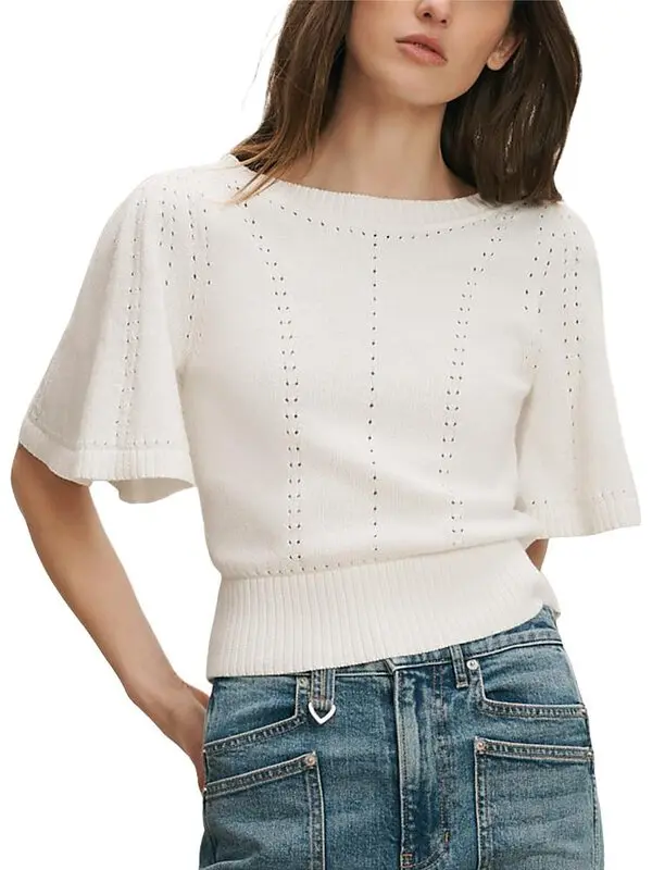 Veronica Beard Rhennan Boat Neck Sweater - Off White