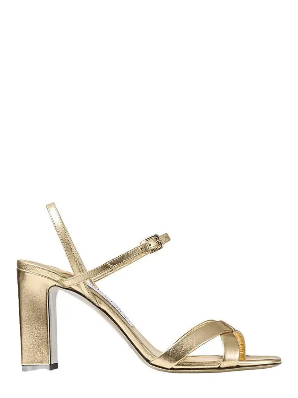 JIMMY CHOO Elsy 85 Block Heel Sandals - Gold