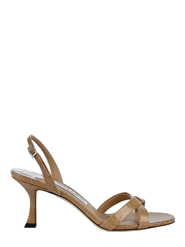 JIMMY CHOO Elsy 70 Embossed Leather Sandals - Chai