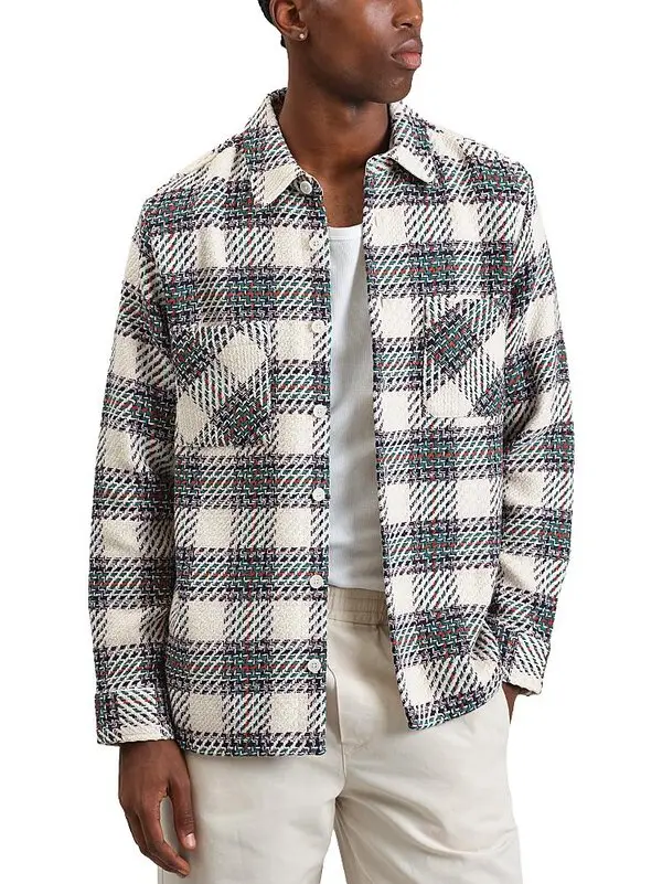 WAX LONDON Whiting Plaid Overshirt - Ecru/green