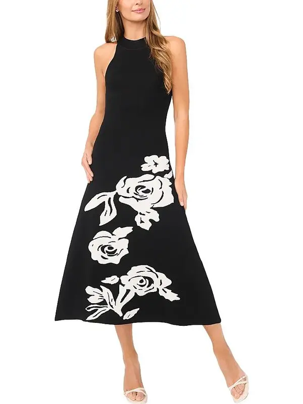 Ted Baker London Lavita Halter Floral Midi Dress - Rich Black