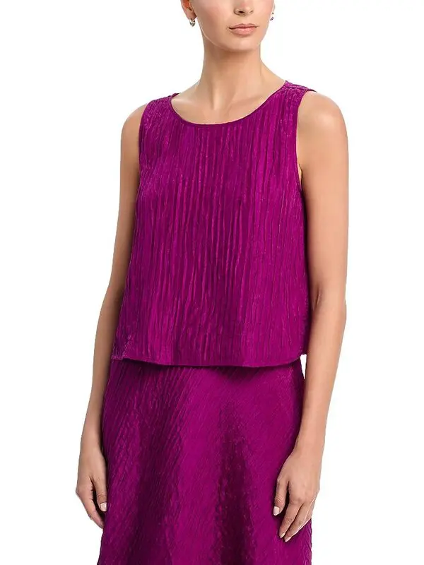 Eileen Fisher Ballet Neck Short Shell Top - Berry Bloom