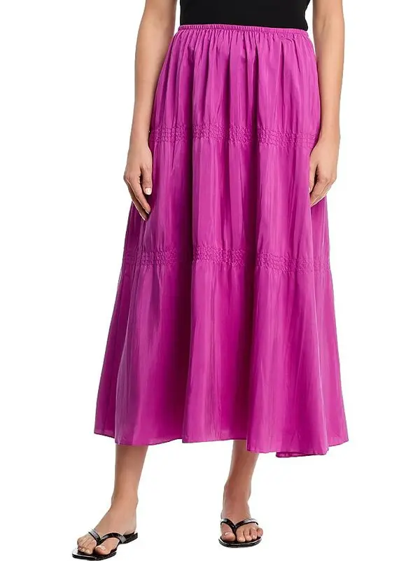 Eileen Fisher Smocked Tiered Skirt - Grape