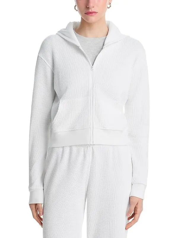 PERFECTWHITETEE Inez Waffle Zip Hoodie - White