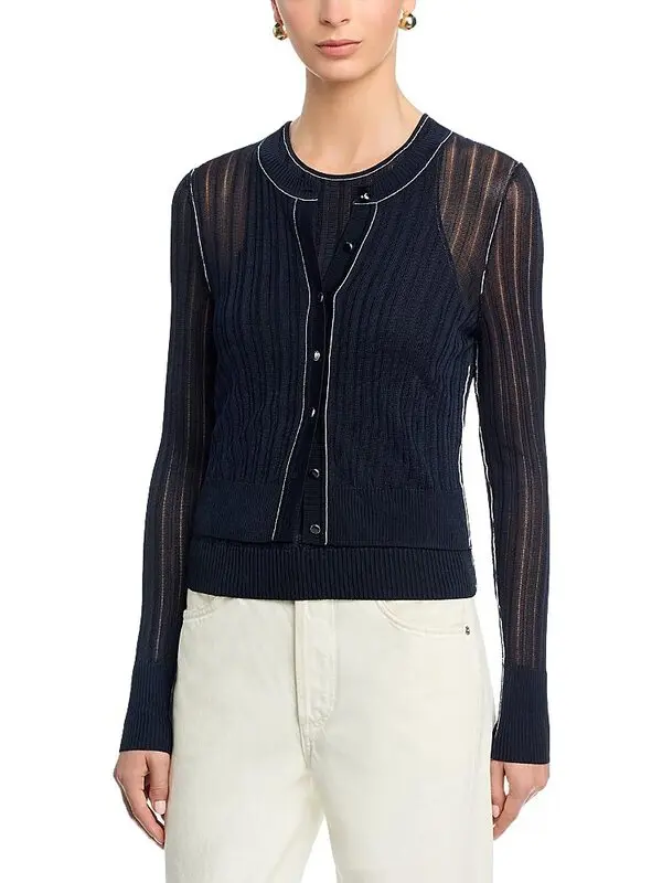 TOCCIN Crosby Cropped Cardigan Sweater - Navy/optic
