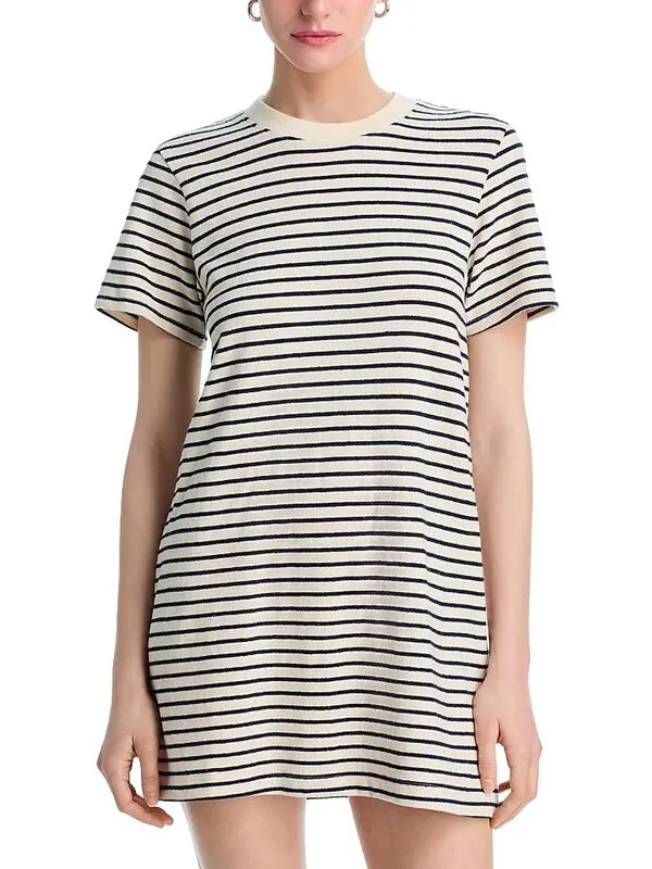 PERFECTWHITETEE Rhett Brushed Rugby T-shirt Dress - Navy Mini Stripe