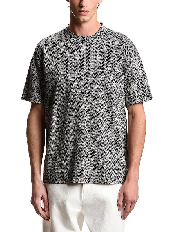 Emporio Armani Icon Two Tone Chevron Motif T-shirt - Moon/anthracite