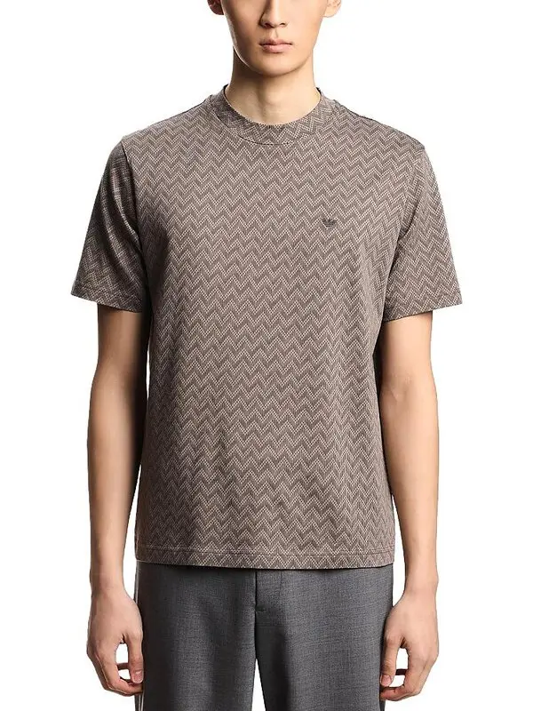 Emporio Armani Icon Two Tone Chevron Motif T-shirt - Grey/brown