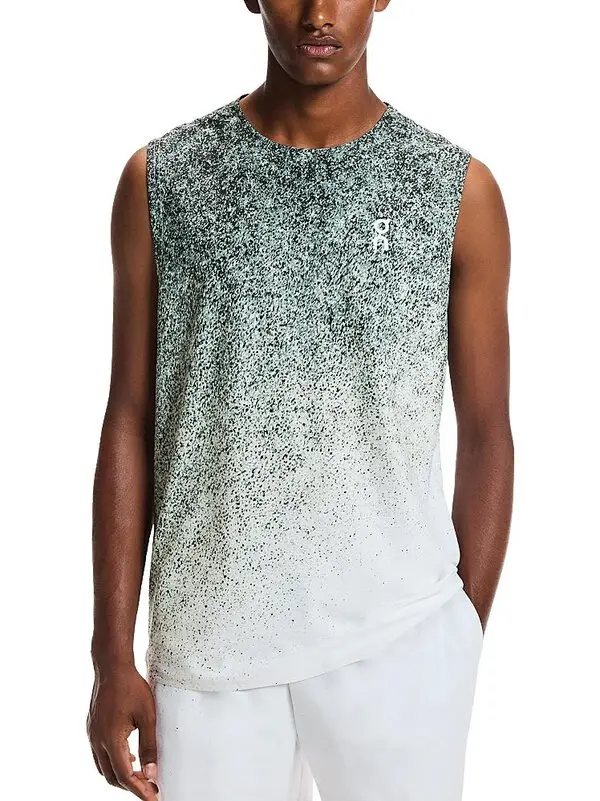 On Court Tank Fade Sleeveless Printed Performance Top - Mineral/white